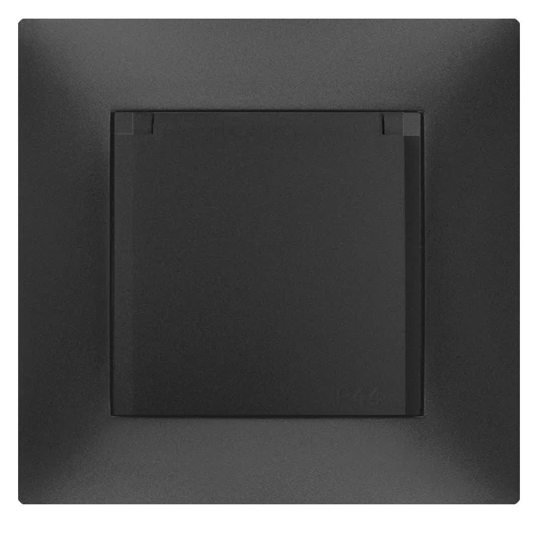 Czarne hermetyczne gniazdo do łazienki IP44 CARLA 1736-09 ELEKTRO-PLAST ...