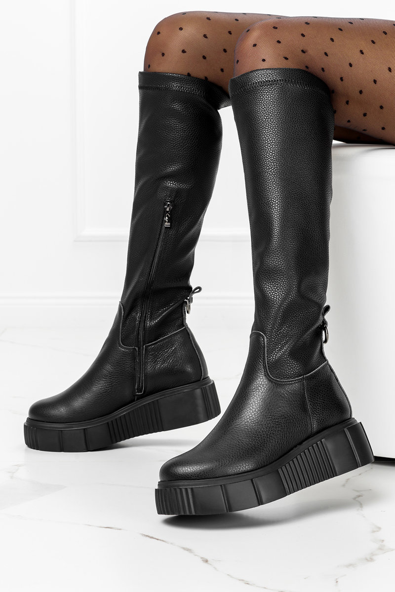 Czarne kozaki skórzane na platformie PRODUKT POLSKI Casu 70120-41 - Casu | Moda Sklep EMPIK.COM