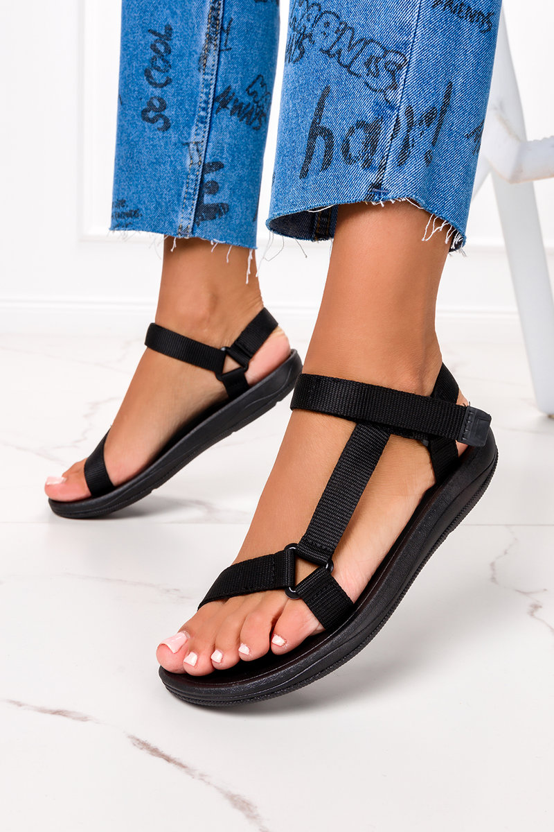 Czarne sandały płaskie na rzep Casu DZ300A-37 - Casu | Moda Sklep EMPIK.COM