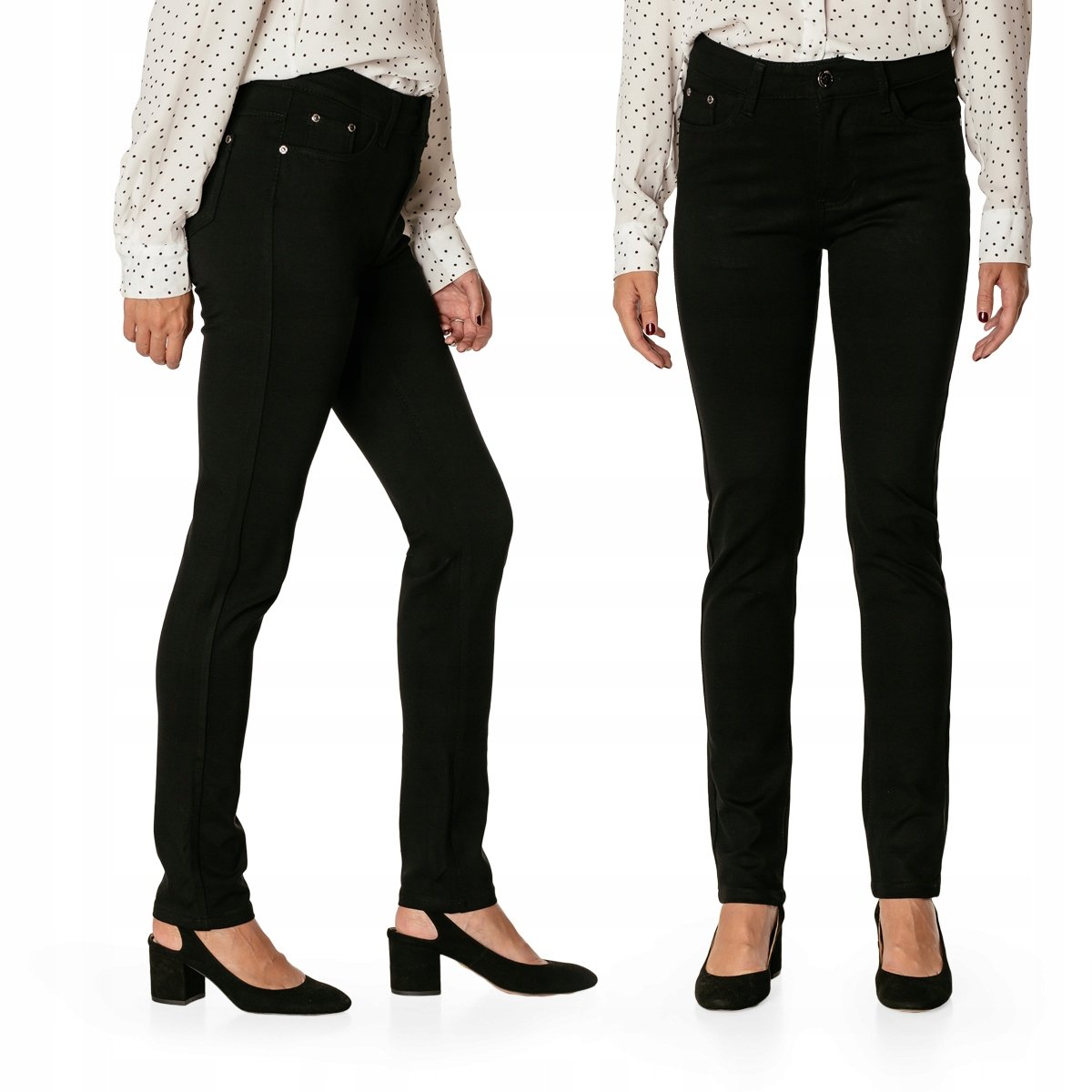 Czarne Spodnie Rurki Damskie Bawełniane BG01 W36 - Inna marka | Moda ...