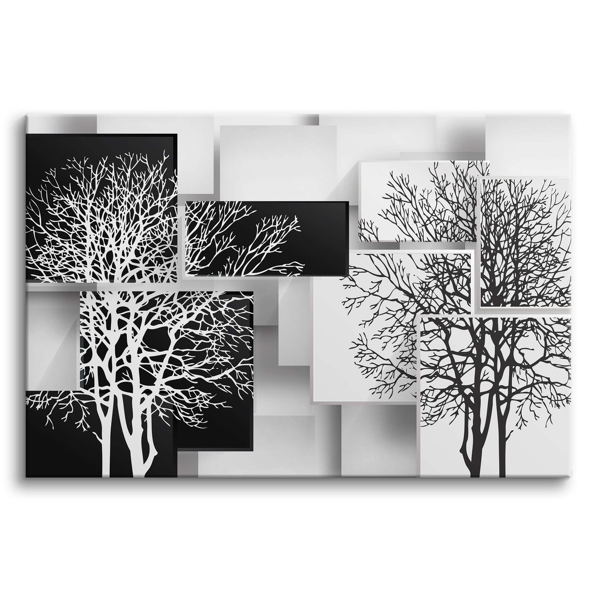 Czarno-biały obraz na płótnie Drzewa efekt 3D Nowoczesne wnętrze 80x120 ...