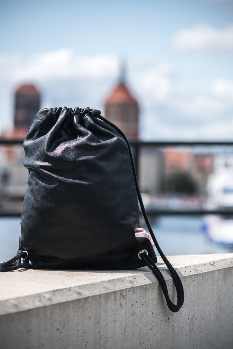 Czarny Handmade Worek Skórzany Plecak - Think Leather | Moda Sklep ...