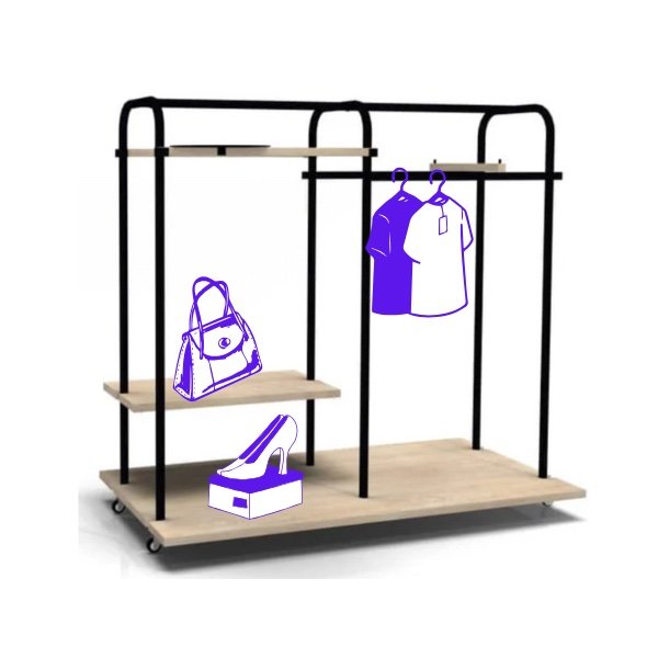 Czarny Stojak na ubrania, Mobilna Gondola typ2 AVENIR 03 - ABM | Sklep EMPIK.COM