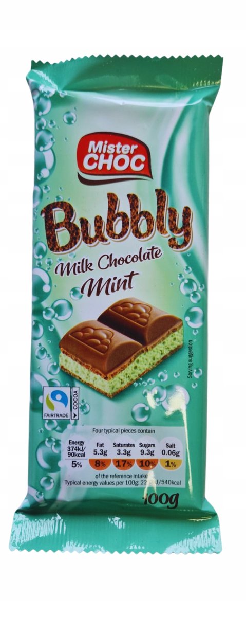Czekolada Bąbelkowa Miętowa 100g Mister Choc Bubbly Mint - Inna marka ...
