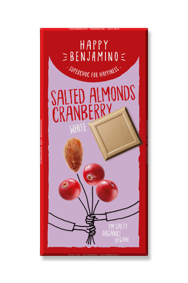 Czekolada biała Happy Benjamino, migdał żurawina, 70g - Happy Benjamino | Sklep EMPIK.COM