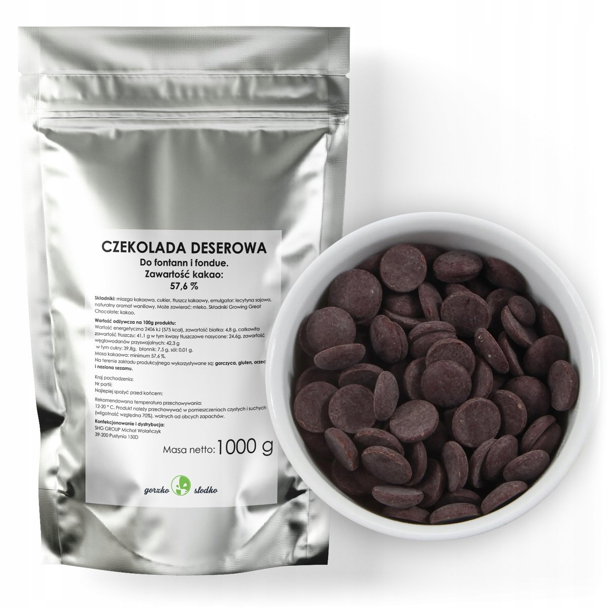Czekolada Deserowa Małe Kaletki 57% Kakao 1Kg - gorzkoislodko | Sklep ...