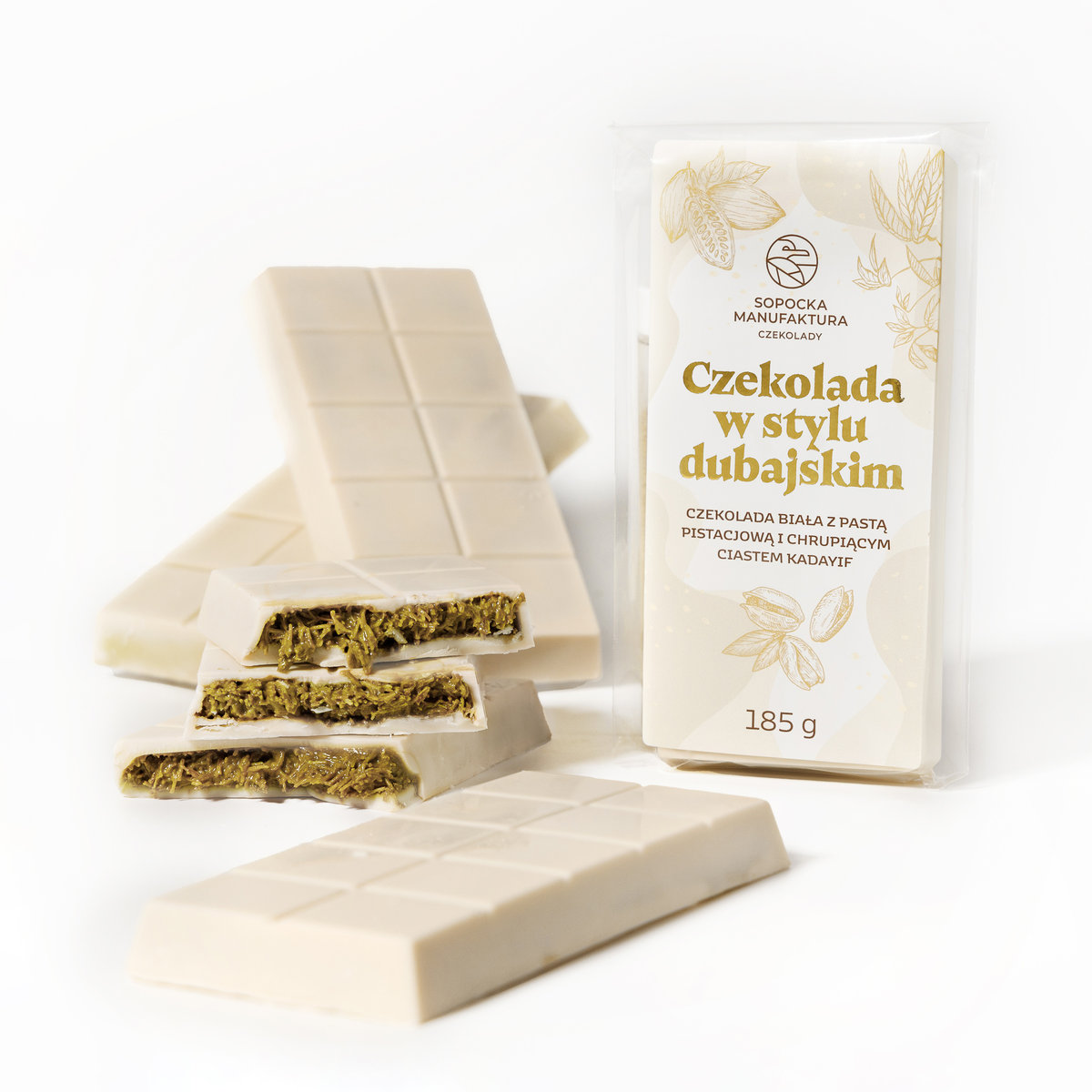 Czekolada w stylu Dubajskim 185 g Czekolada Dubajska Biała z pistacjami ...