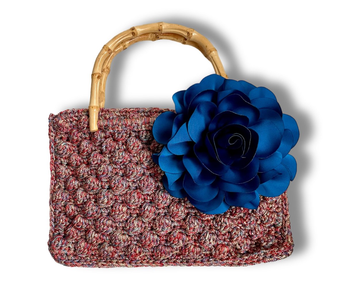 Czerwona szydełkowa torba z kwiatkiem/Raffaella De Angeli - Inna marka ...