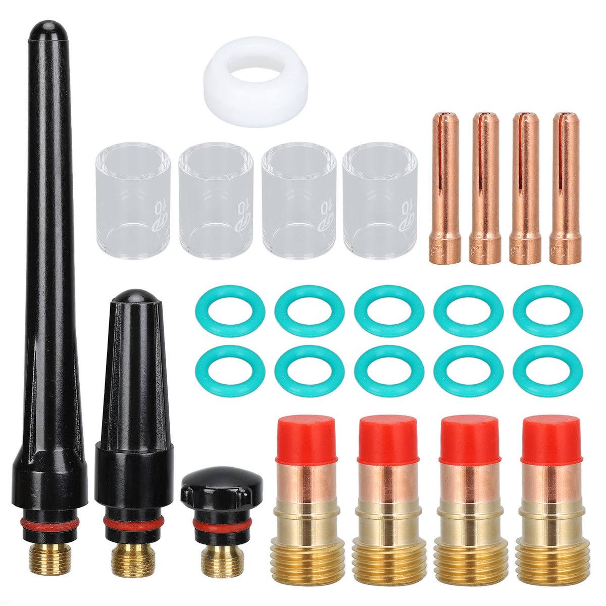 Części do spawania metodą TIG: tuleja zaciskowa elektrody, kubki szklane, podkładki i materiały ...