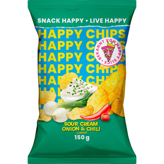 Czipsy Happy Chips Chipsy o Smaku cebula i Chili 150g - Sztuka Rodzinna ...