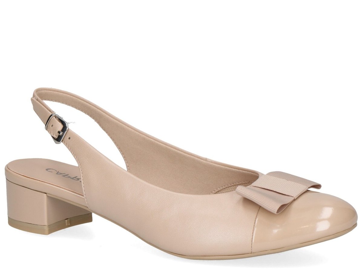 Czółenka damskie skórzane odkryta pięta niski obcas Caprice 29502-40 - Caprice | Moda Sklep ...