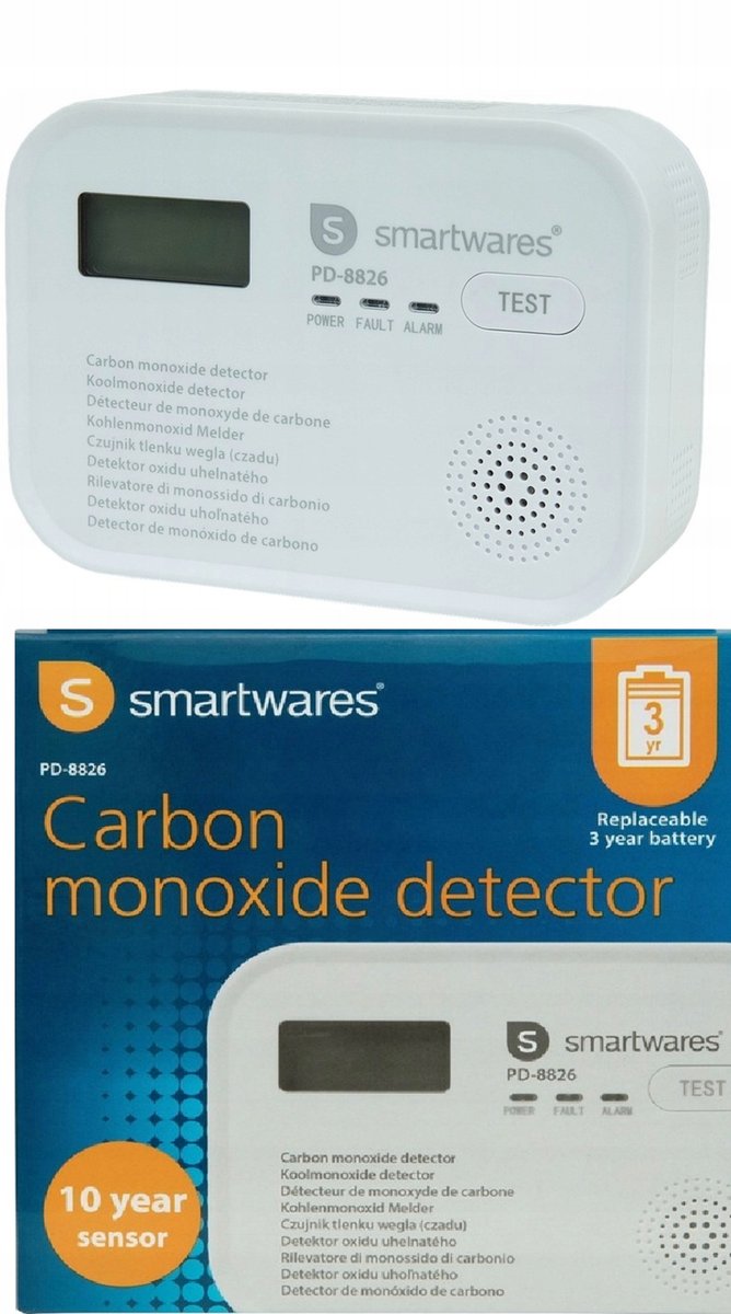 CZUJNIK CZADU DETEKTOR TLENKU WĘGLA SMARTWARES PD-8826 GŁOŚNY ALARM LED - ZDTRADING | Sklep ...