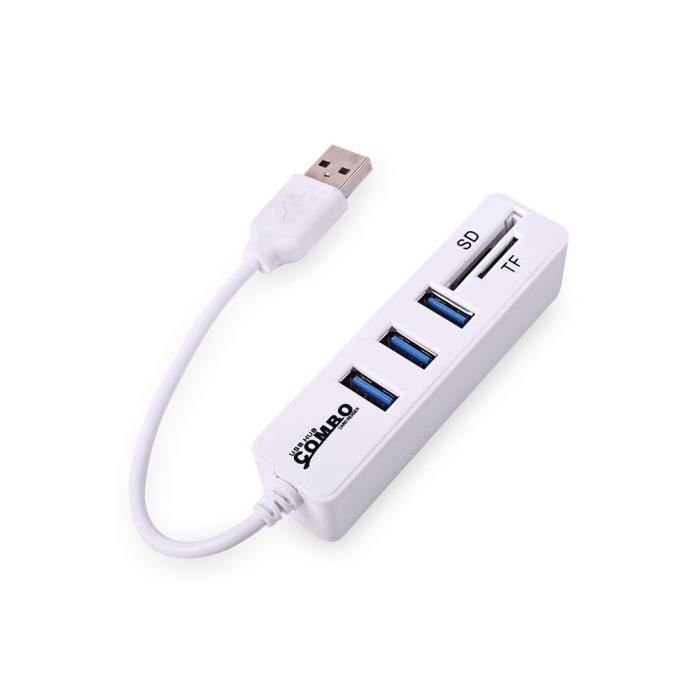 Czytnik kart pamięci USB 2.0 + koncentrator USB - GENERIC - Biały - SD ...