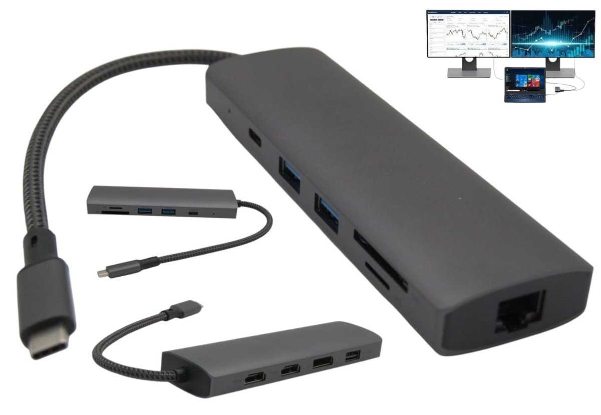 Czytnik SD MicroSD do Laptopów Medion Multiport HUB USB-C z Ładowaniem ...