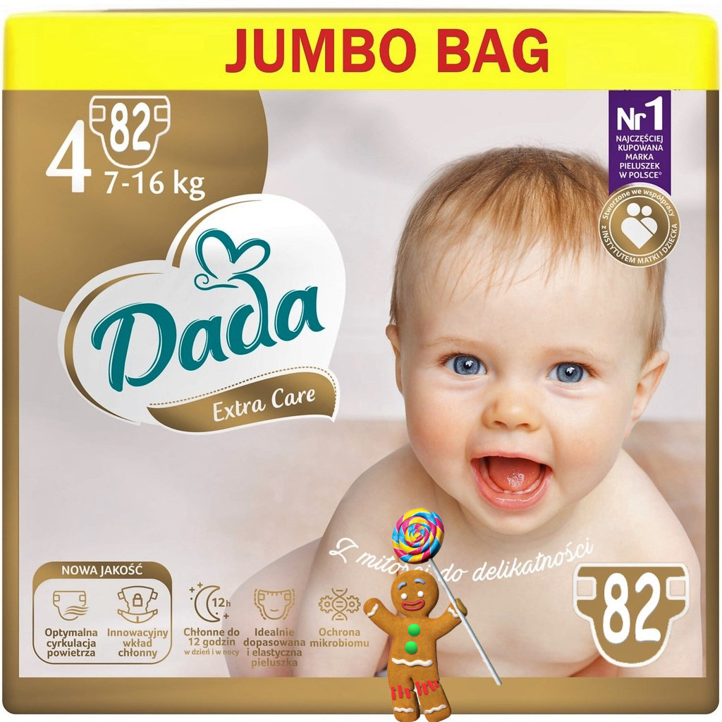 Dada Extra Care, Pieluchy, 4 Maxi (7-16Kg), Jumbo Bag 82szt. - Dada | Sklep EMPIK.COM