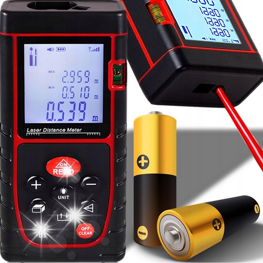 DALMIERZ LASEROWY 40M KĄTOMIERZ CYFROWY MIERNIK POZIOMICA LASEROWA IP54 ...