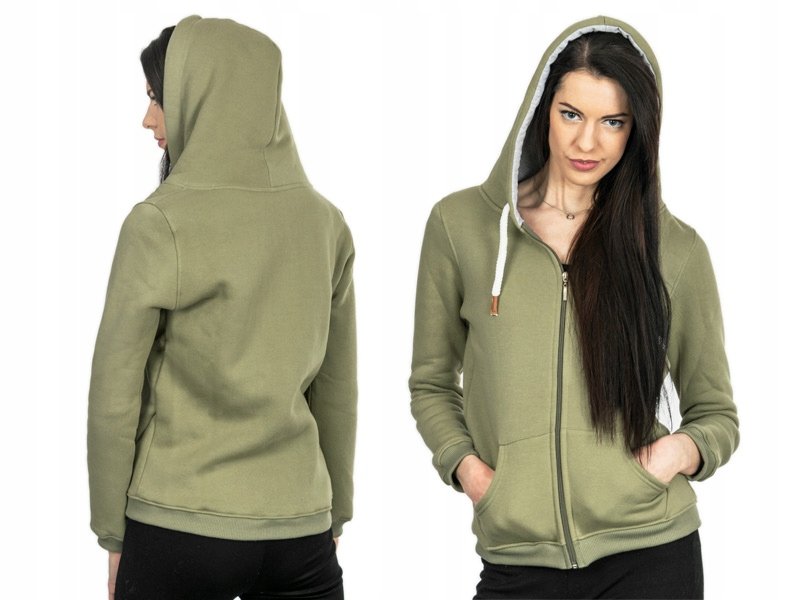 Damska Bluza Rozsuwana z Kapturem BBD01 r L oliwka - Inna marka | Moda ...