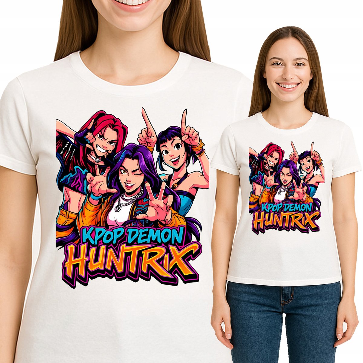 DAMSKA KOSZULKA Huntrix K-POP Hunters Demon ANIME Jakość Premium S 3523 ...