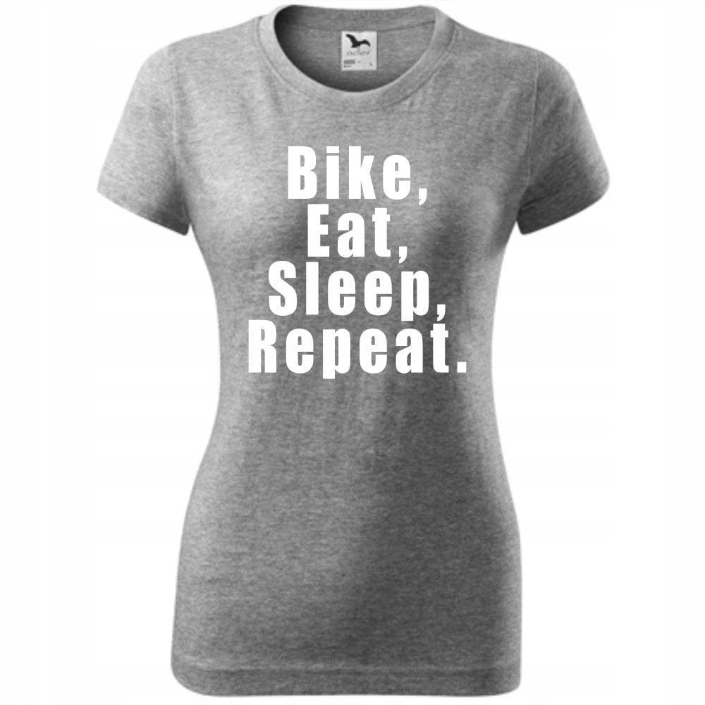 Damska Koszulka Rowerowa Bike eat sleep repeat Prezent dla Rowerzystki ...
