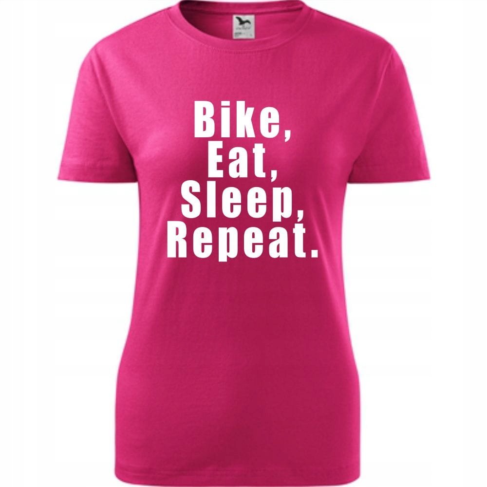Damska Koszulka Rowerowa Bike eat sleep repeat Prezent dla Rowerzystki ...