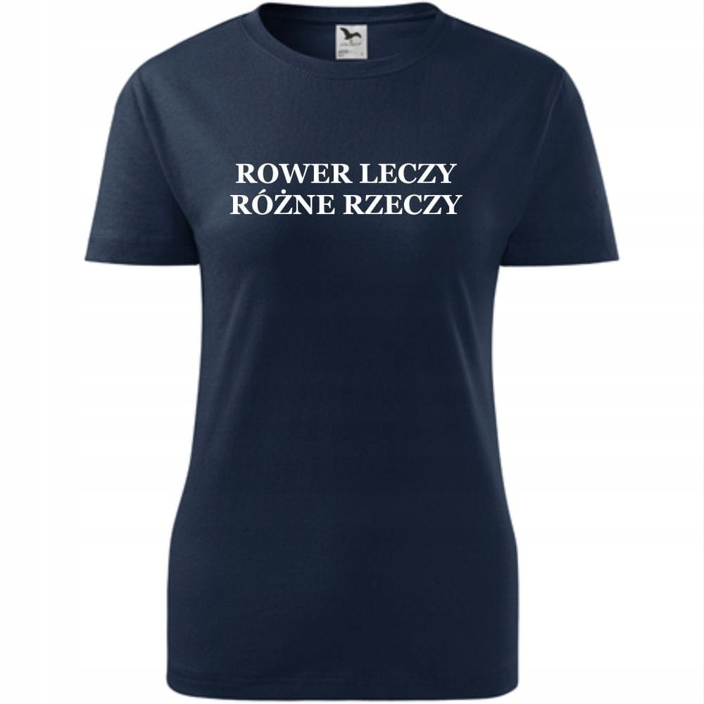 Damska Koszulka Rowerowa Rower leczy różne rzeczy Prezent dla Rowerzystki ciemny granat XXL ...