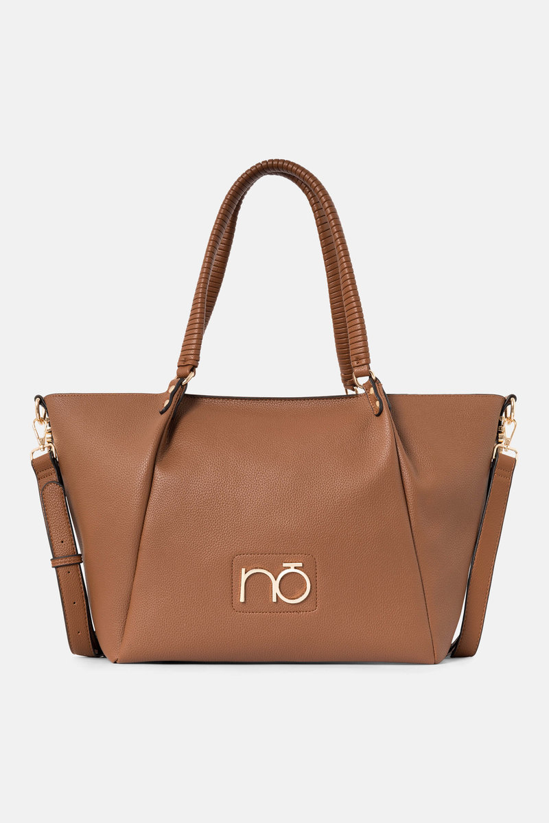 Damska torebka shopperka Nobo z plecionymi rączkami, brązowa - Nobo | Moda Sklep EMPIK.COM