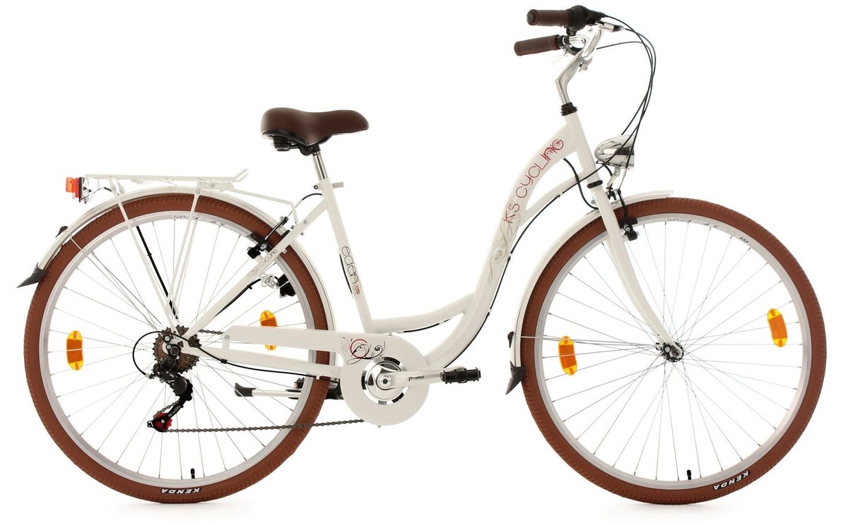 Damski Rower Miejski 28 Bagażnik Światła 6 biegów - KS Cycling | Sport ...