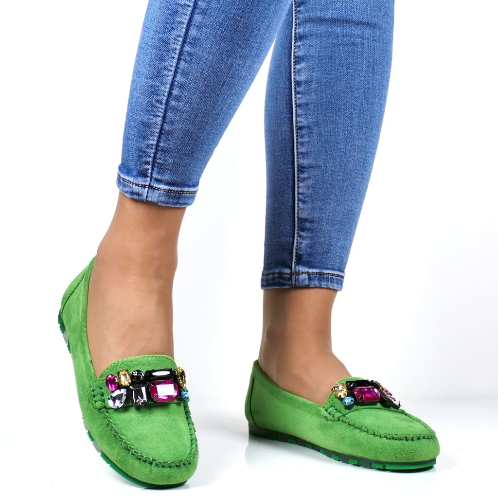 Damskie Mokasyny Z Kamieniami Seastar Gs 33P Zielone Zamszowe - Inna marka | Moda Sklep EMPIK.COM