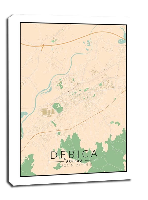 Dębica mapa kolorowa - obraz na płótnie 20x30 cm - Galeria Plakatu ...