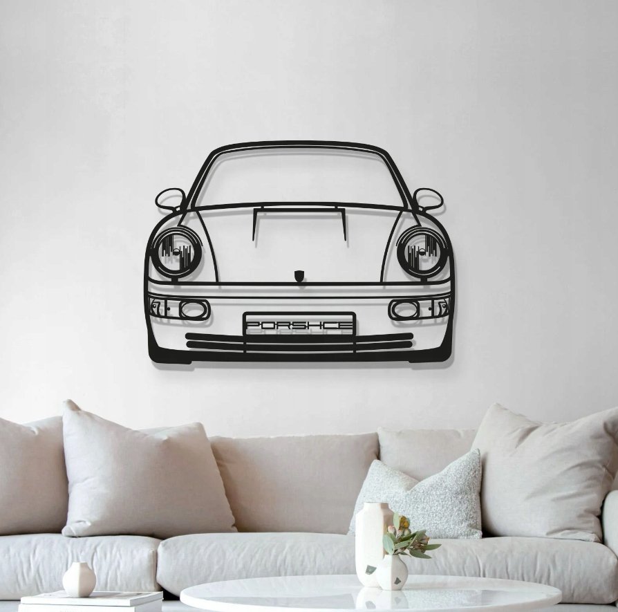 DEKORACJA ścienna Obraz Samochód PORSCHE 911 964 FRONT VIEW 60x43 cm ...