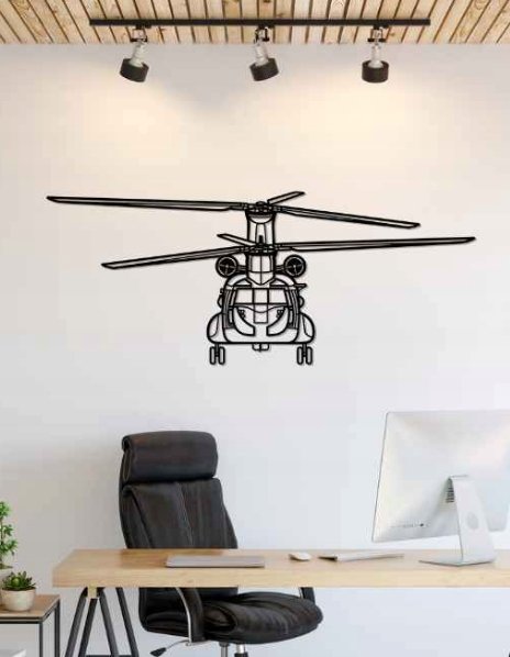 DEKORACJA ścienna Obraz Samolot CH47D-F Chinook Front 24x60 cm ...