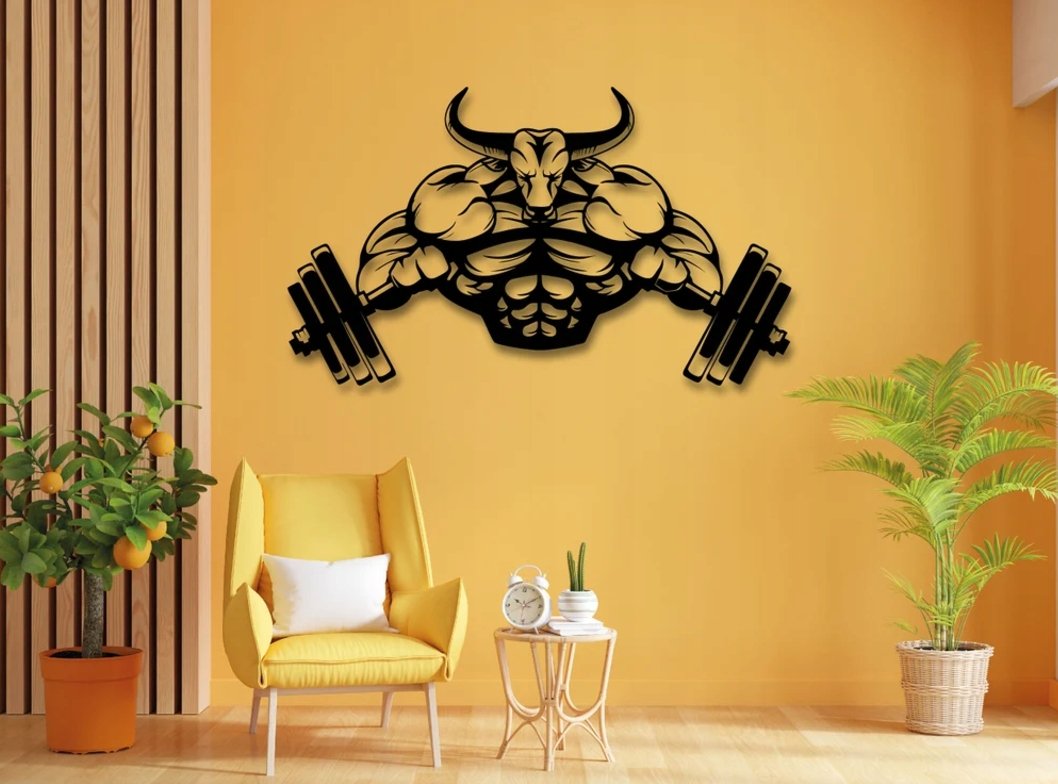 DEKORACJA ścienna Obraz wzór BYK Z CIĘŻARAMI 90x53 cm - WrapFactory ...
