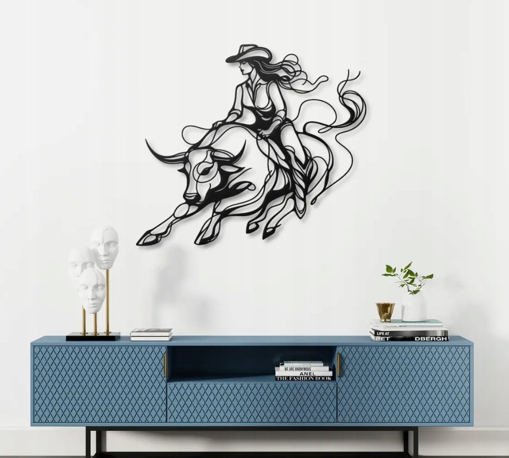 DEKORACJA ścienna Obraz wzór KOBIETA NA BYKU 90x79 cm - WrapFactory ...