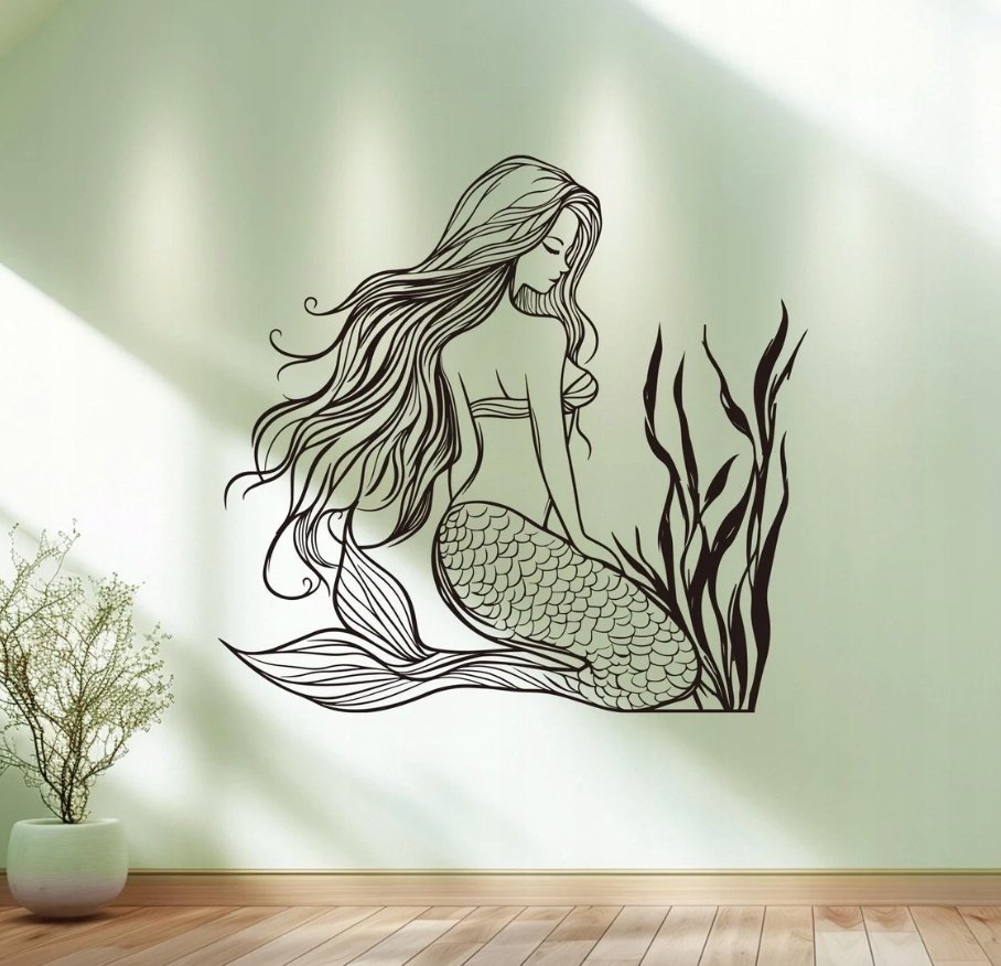 DEKORACJA ścienna Obraz wzór SIEDZĄCA SYRENA - WrapFactory Dekoracje ...