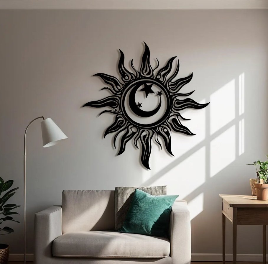 DEKORACJA ścienna Obraz wzór SŁOŃCE I KSIĘŻYC 40x40 cm - WrapFactory ...