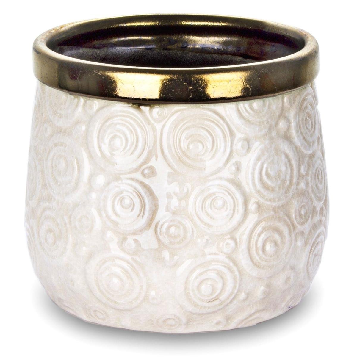 Dekoracyjna, kremowa osłonka na doniczkę z ceramiki Dorem Ø14 cm ...