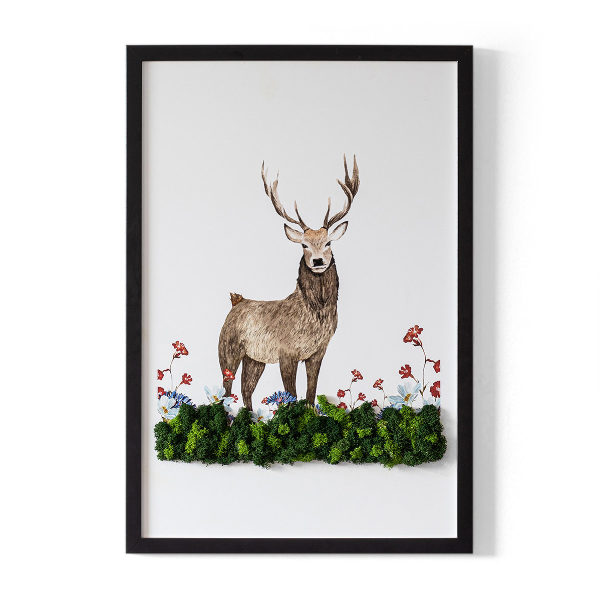 Dekoracyjny Obraz z Mchem - Jeleń wśród kwiatów - 40x60 cm - Tulup ...