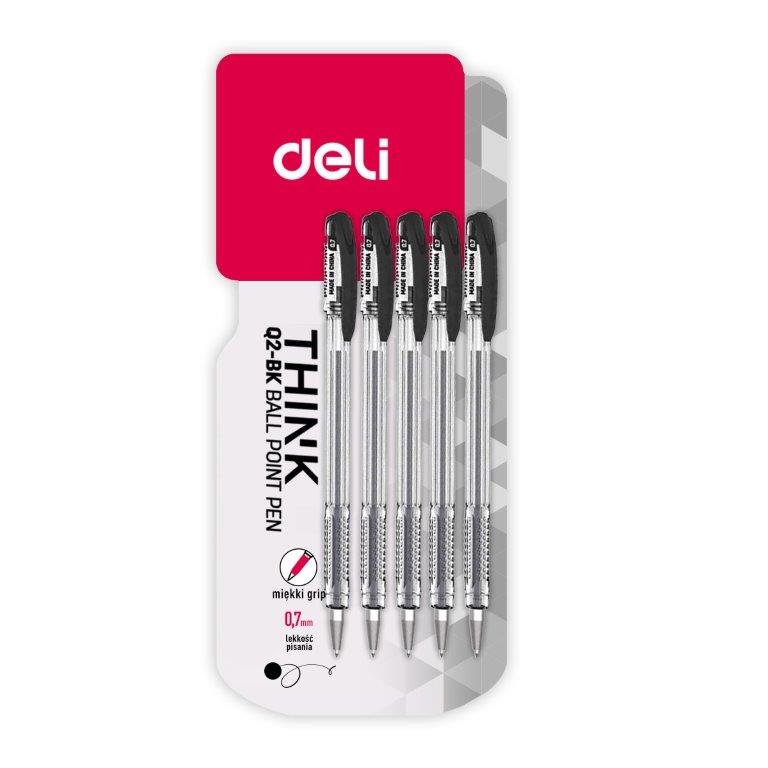 DELI DŁUGOPIS 0,7MM SERIA THINK CZARNYX5 - DELI | Sklep EMPIK.COM