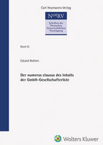 Der numerus clausus des Inhalts der GmbH-Gesellschafterliste (NotRV 52 ...