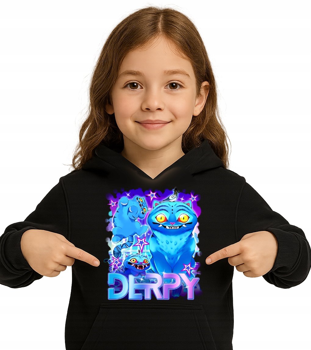 DERPY HUNTRIX K-POP DEMON HUNTERS BLUZA Z KAPTUREM CIEPŁA 128 CZARNY ...