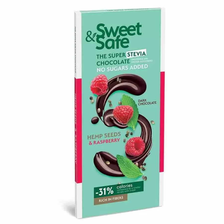 Deserowa Czekolada - Malina i Ziarna Konopi, Słodzona Stewią Sweet&safe ...