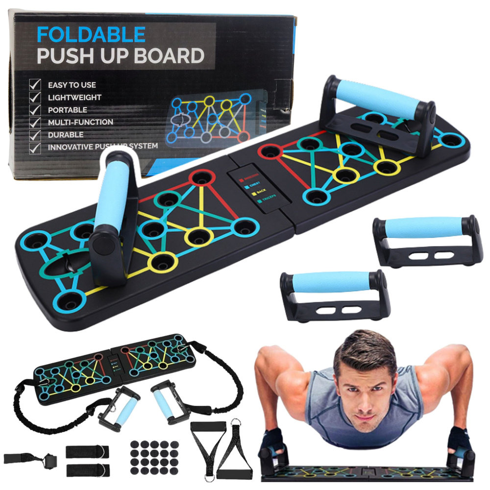 Deska Do Pompek Ćwiczeń 15w1 Składana Gumy Oporowe Z Uchwytami - Lean ...