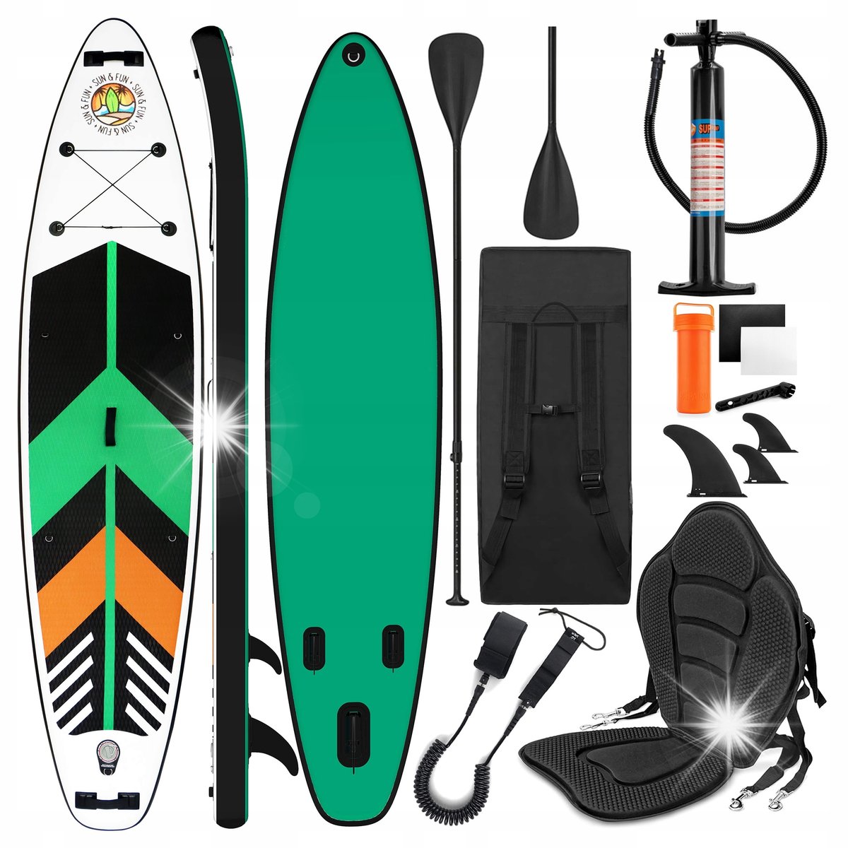 DESKA SUP 350 CM STAND UP PADDLE DO PŁYWANIA ZESTAW AKCESORIA POMPOWANA ...