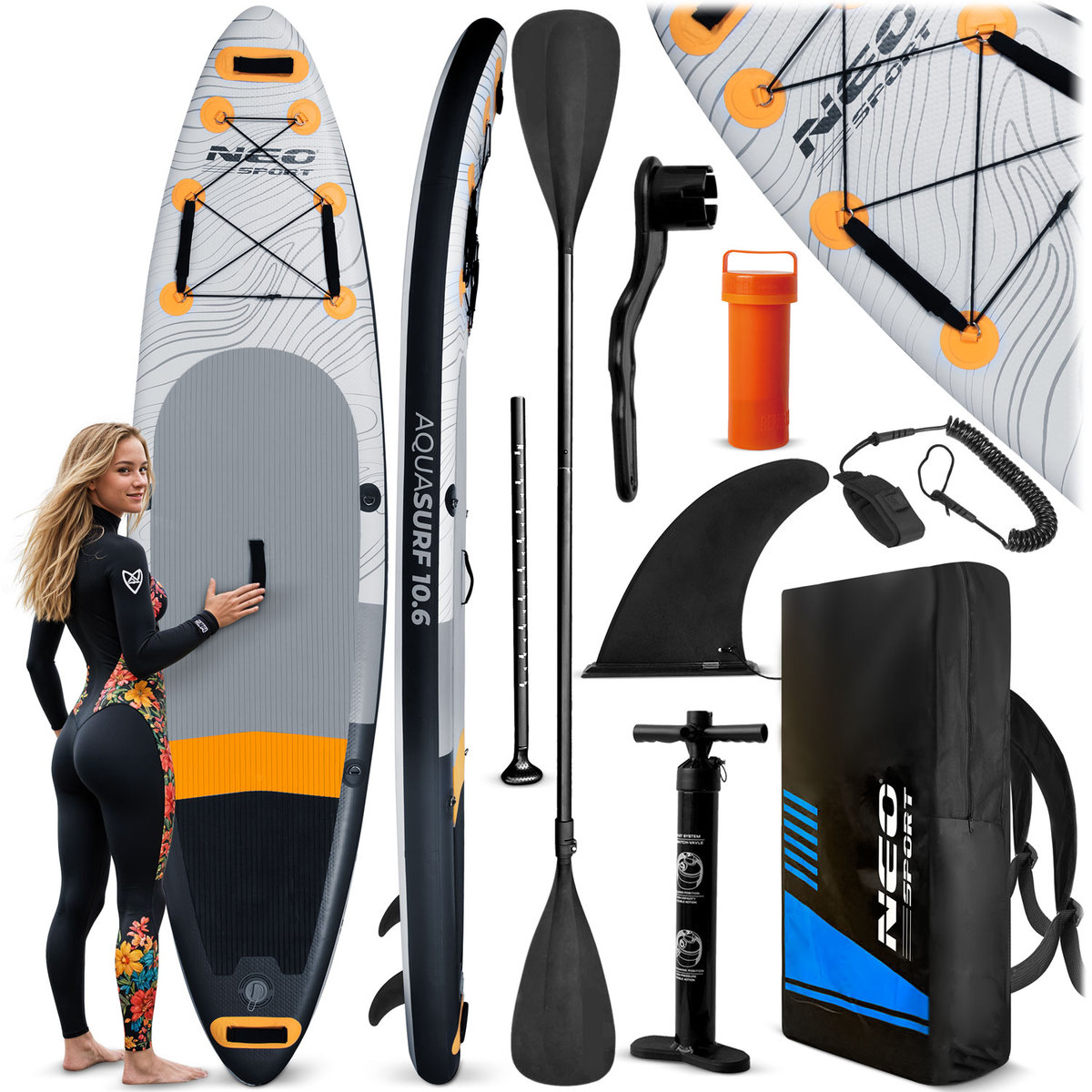 Deska SUP do pływania pompowana NEO-SPORT Paddle Aquasurf 320cm ...