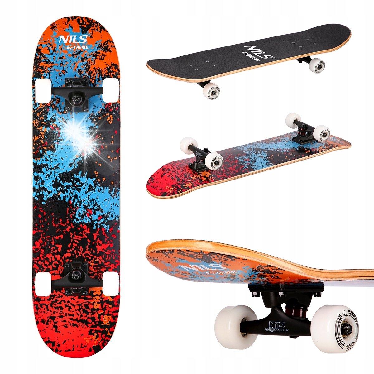 Deskorolka Klasyczna Drewniana Deska Skateboard Dla Początkujących NILS ...