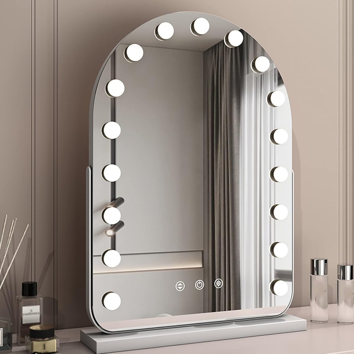 Desktop LED Makeup Mirror Bedroom Vanity Mirror Touch Control 360 ...