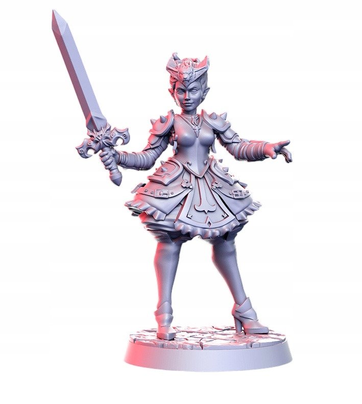 Destiny kobieta rycerz figurka + podstawka do DND D&D 3D druk 12k mini ...