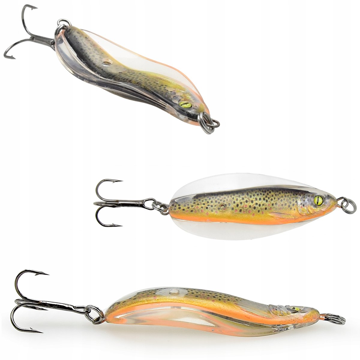 Devil Spoon – przejrzysta wahadłówka z wtopioną rybką i potrójną ...