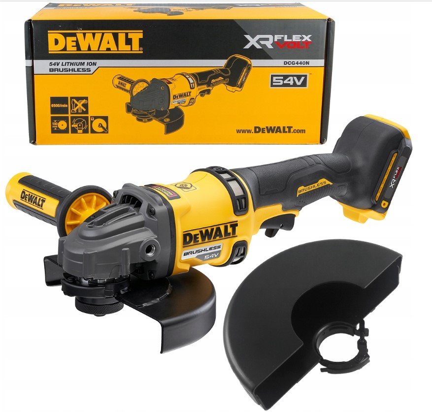 DeWALT, Szlifierka Kątowa 54V FV 180mm, b-aku/ład, DCG440N - DeWalt ...
