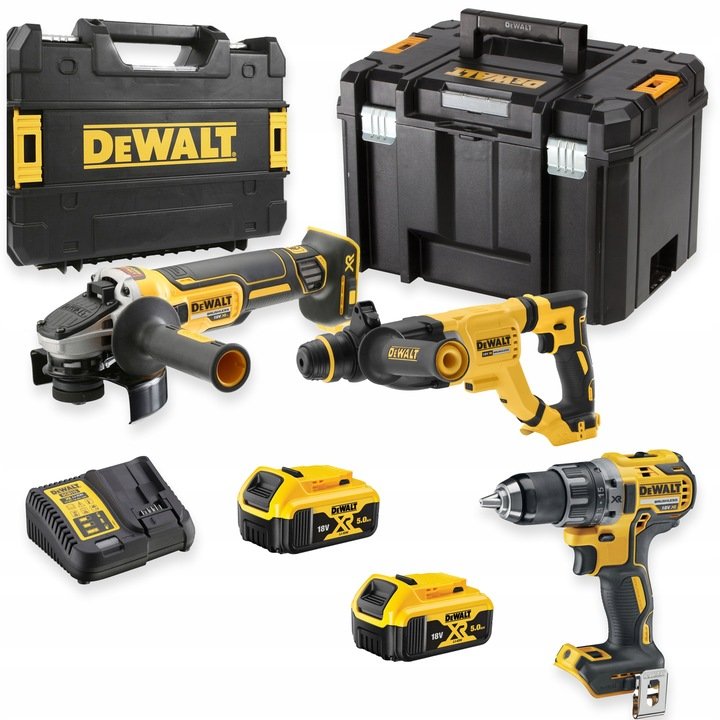 DeWalt, Zestaw elektronarzędzi Combo, DCD791 DCG405, DCH263, 2xDCB184 ...